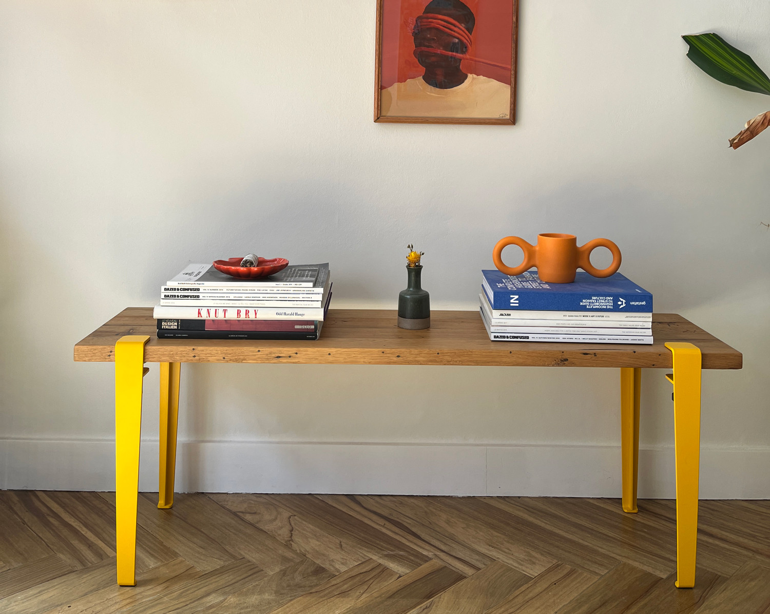 DUKE bench in reclaimed wood with steel table legs TIPTOE